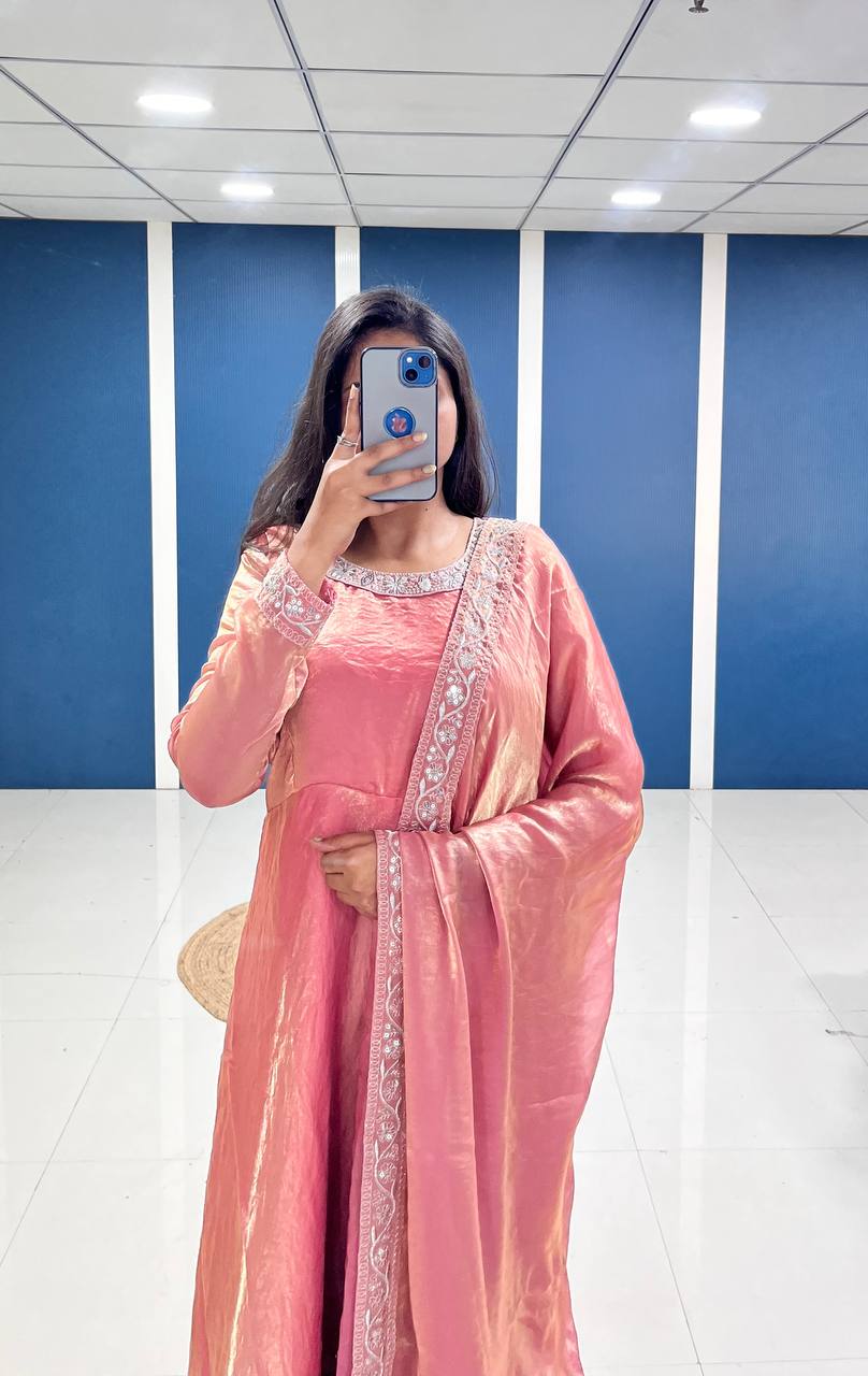 Fendy Silk Embroidered Anarkali Set – Shivay Fab